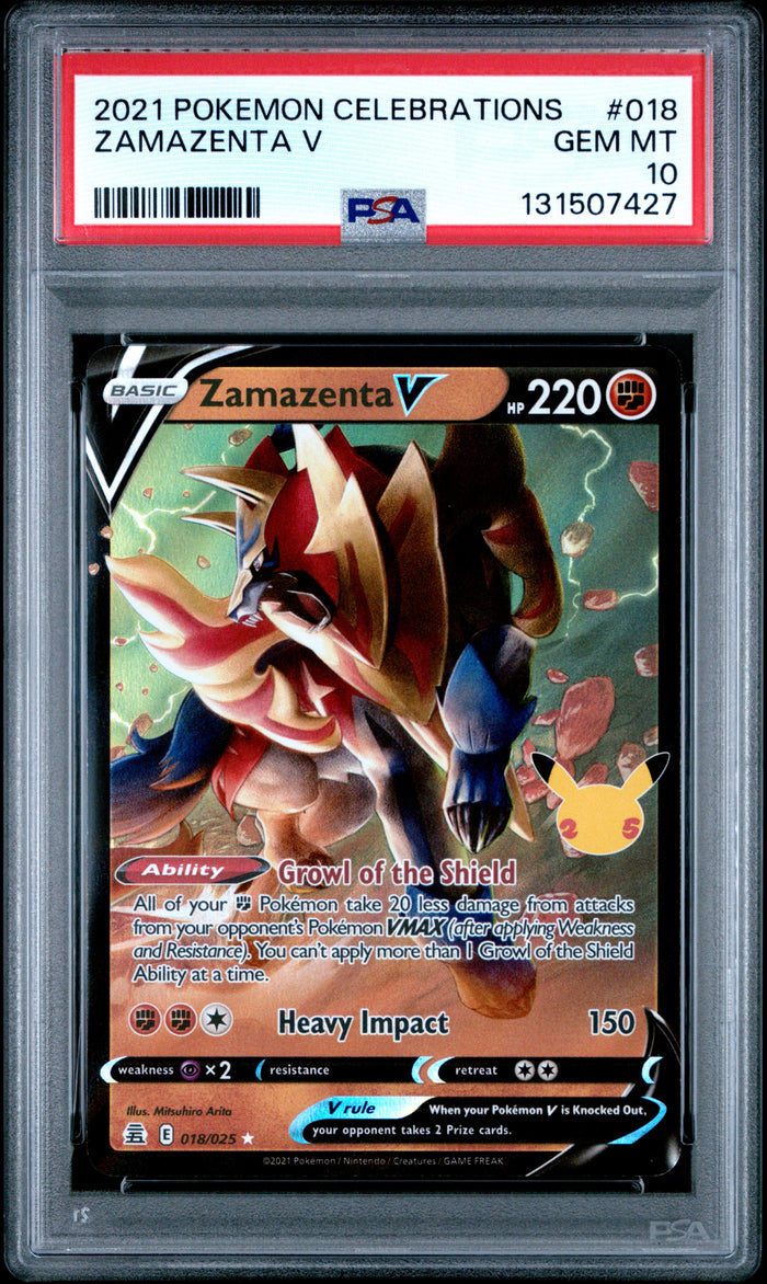 Pokemon Celebrations 018 Zamazenta V PSA 10 GEM MINT Cert #131507427 – Boxed Vinyl - Premium ...