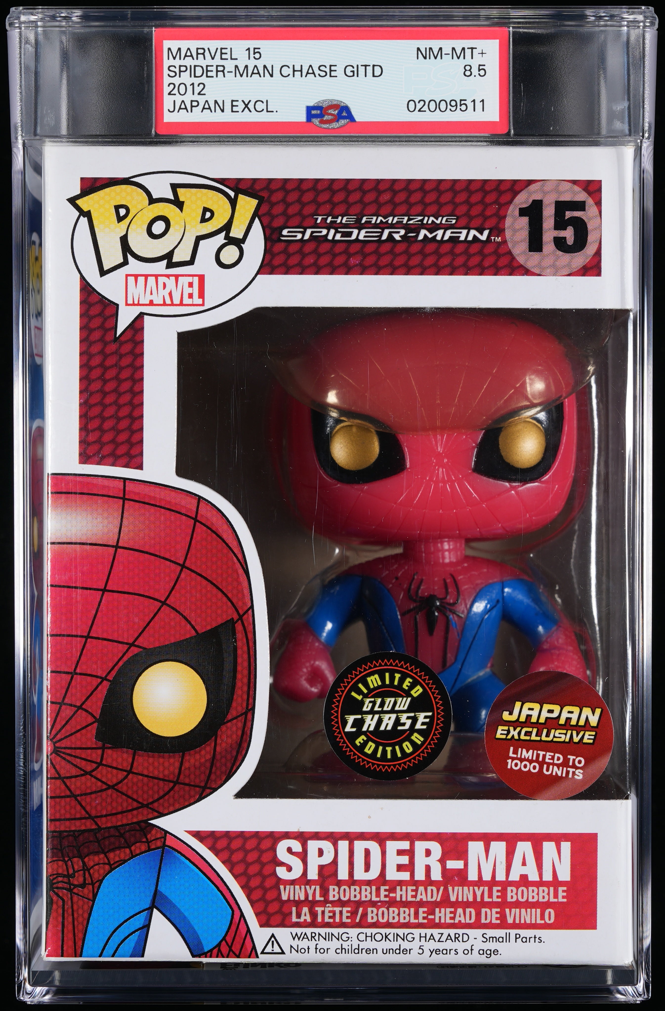 Funko Pop! PSA Graded Spider-Man: Spider-Man Chase GITD Japan EX LT1000 ...